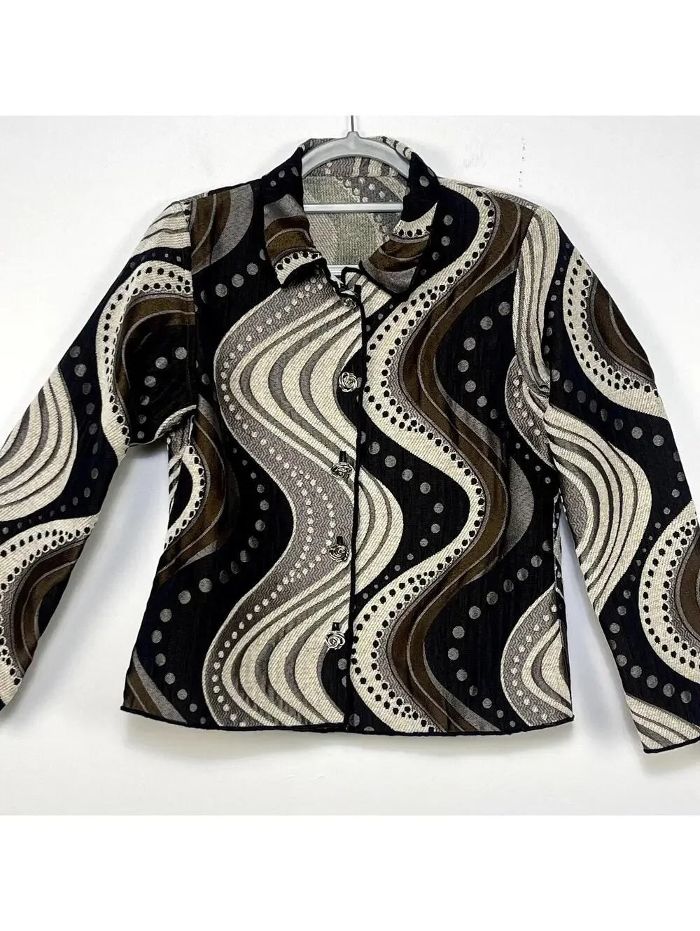 Jackets & Coats | Vintage Winding River Brown And White Swirl Abstract ...